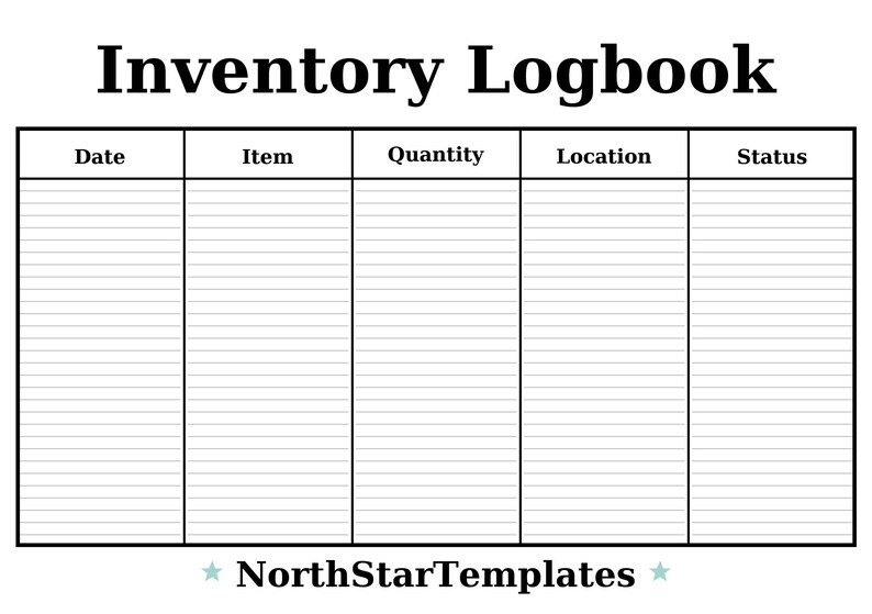 Inventory Logbook — Premium Printable & Editable Template DE EN ES - Etsy