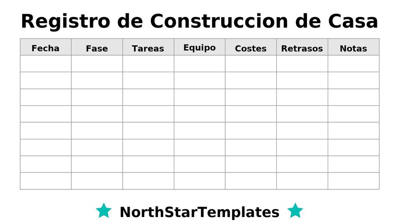 House Building Tracker Premium Printable and Editable Template DE EN ES ...