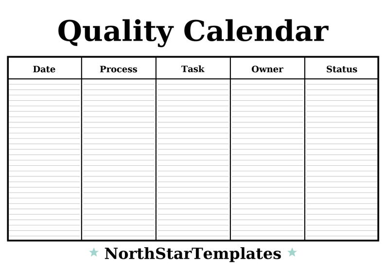 Quality Calendar — Premium Printable & Editable Template DE EN ES - Etsy