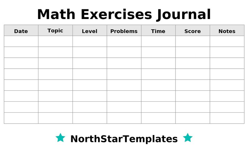 Math Exercises Journal Premium Printable and Editable Template DE EN ES ...