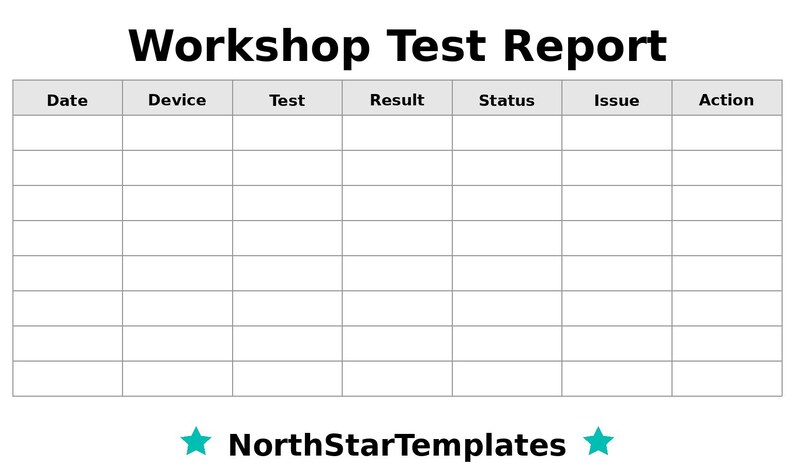 Workshop Test Report Premium Printable and Editable Template DE EN ES ...
