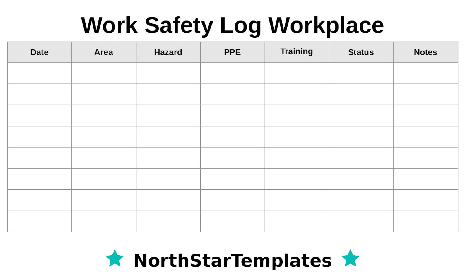 Workplace Safety Log-business Premium Printable and Editable Template ...