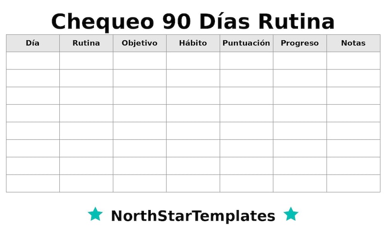 90 Day Check Routine Premium Printable and Editable Template DE EN ES ...