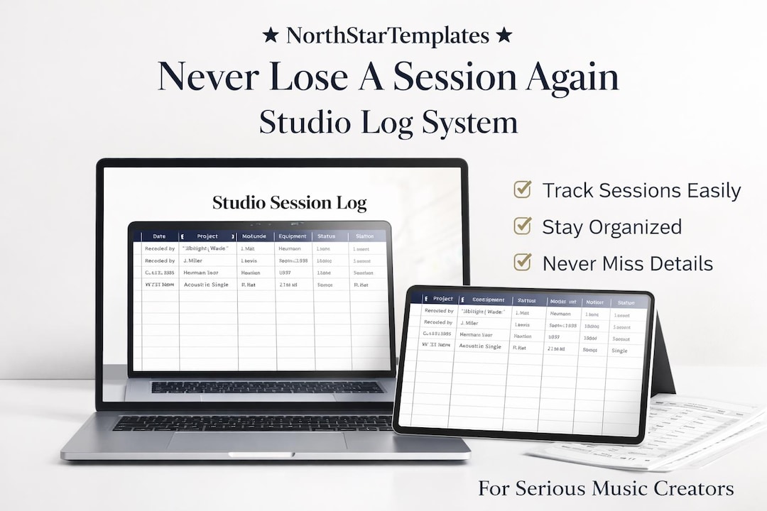 Recording Studio Log Premium Printable and Editable Template DE EN ES ...