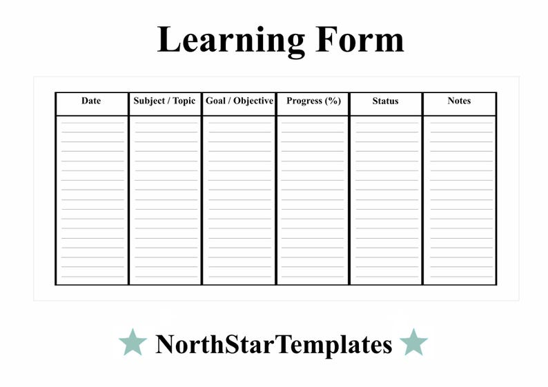 Learning Form Premium Printable and Editable Template DE EN ES - Etsy
