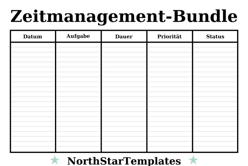 Time Management Bundle — Premium Printable & Editable Template DE EN ES ...