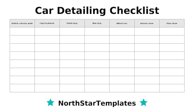 Car Detailing Checklist Premium Printable and Editable Template DE EN ...