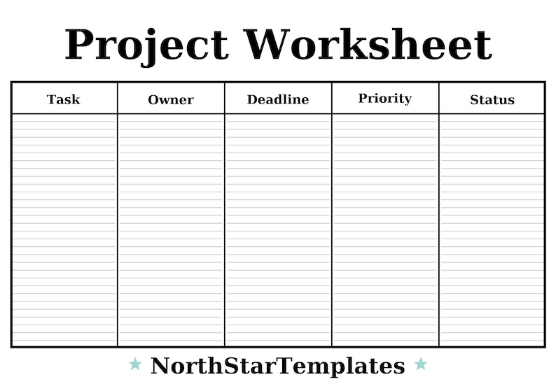 Project Worksheet — Premium Printable & Editable Template DE EN ES - Etsy