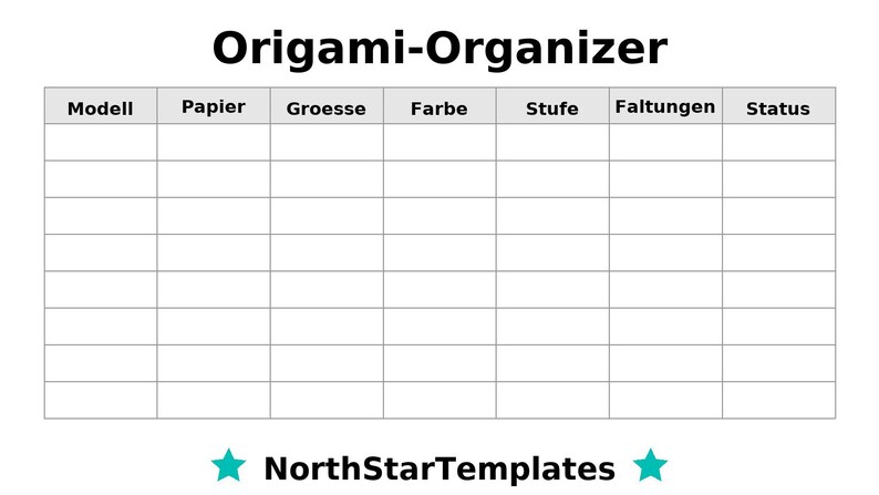 Origami Organizer Premium Printable and Editable Template DE EN ES - Etsy