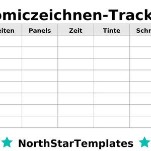 Comic Drawing Tracker Premium Printable and Editable Template DE EN ES ...