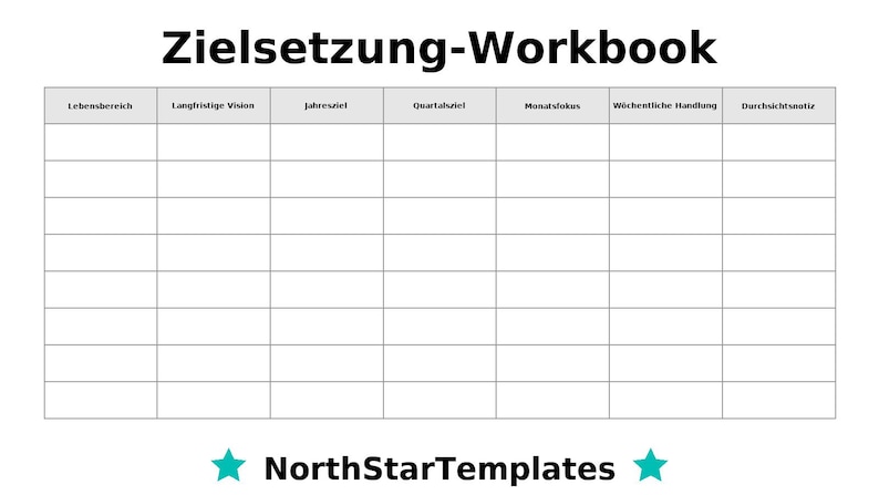 Goal Setting Workbook Premium Printable and Editable Template DE EN ES ...