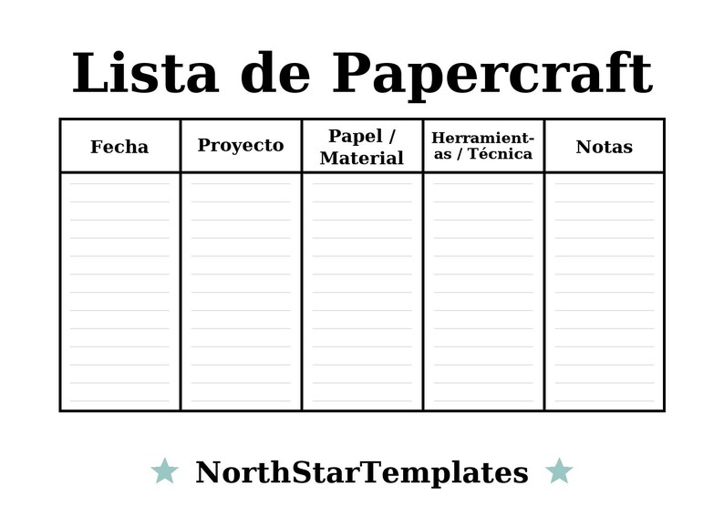 Papercraft Checklist Premium Printable and Editable Template DE EN ES ...