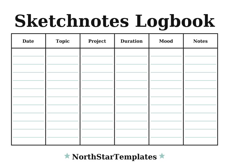 Sketchnotes Logbook Premium Printable and Editable Template DE EN ES - Etsy