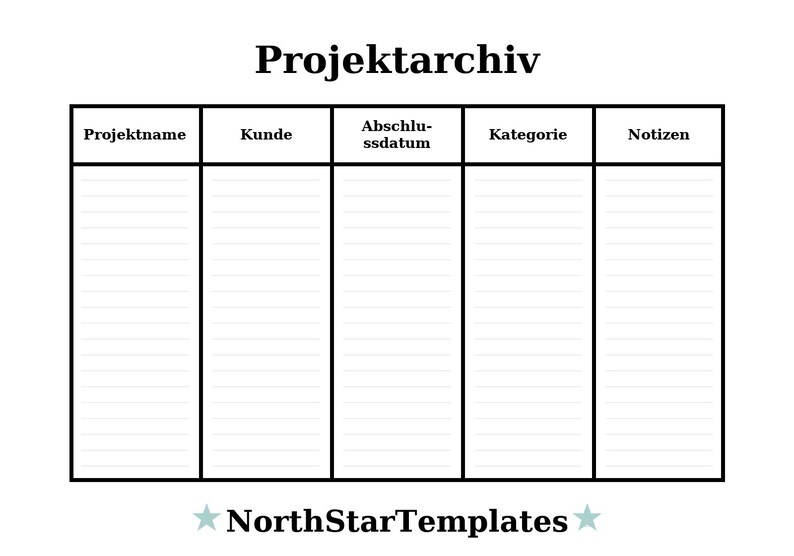 Project Archive Premium Printable and Editable Template DE EN ES - Etsy
