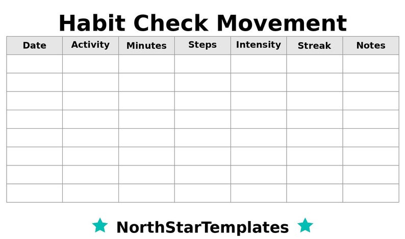 Habit Check Movement Premium Printable and Editable Template DE EN ES ...