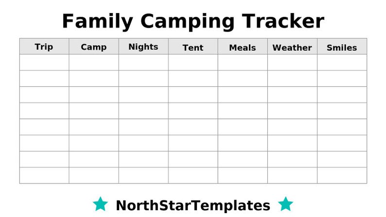 Family Camping Tracker Premium Printable and Editable Template DE EN ES ...