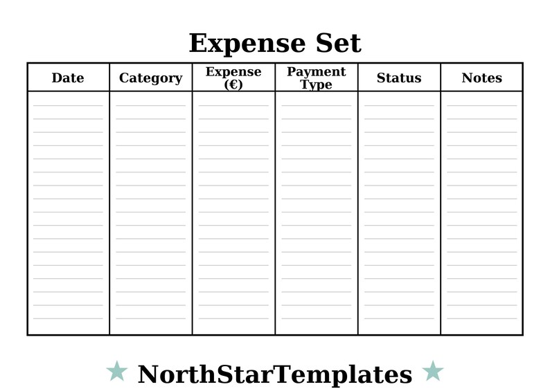 Expense Set Premium Printable and Editable Template DE EN ES - Etsy