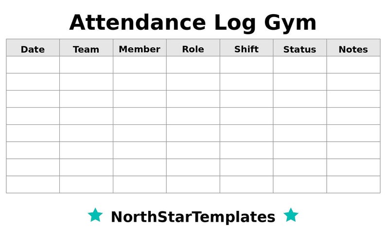 Gym Attendance Log Premium Printable and Editable Template DE EN ES - Etsy