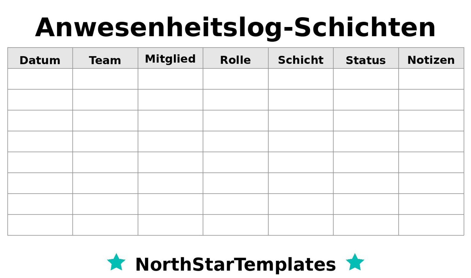 Attendance Log - Shifts Premium Printable and Editable Template DE EN ...