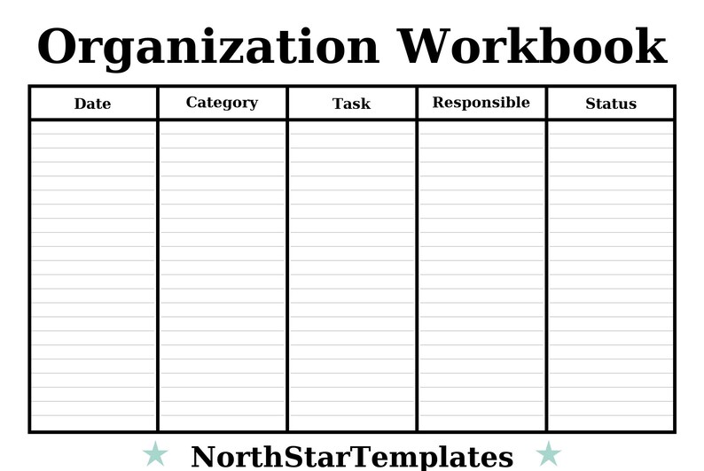 Organization Workbook — Premium Printable & Editable Template DE EN ES ...