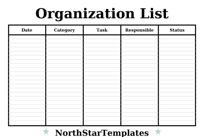 Organization List — Premium Printable & Editable Template DE EN ES - Etsy