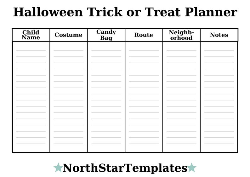 Halloween Trick or Treat Planner Premium Printable and Editable ...