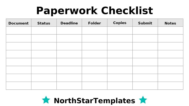 Paperwork Checklist Premium Printable and Editable Template DE EN ES - Etsy