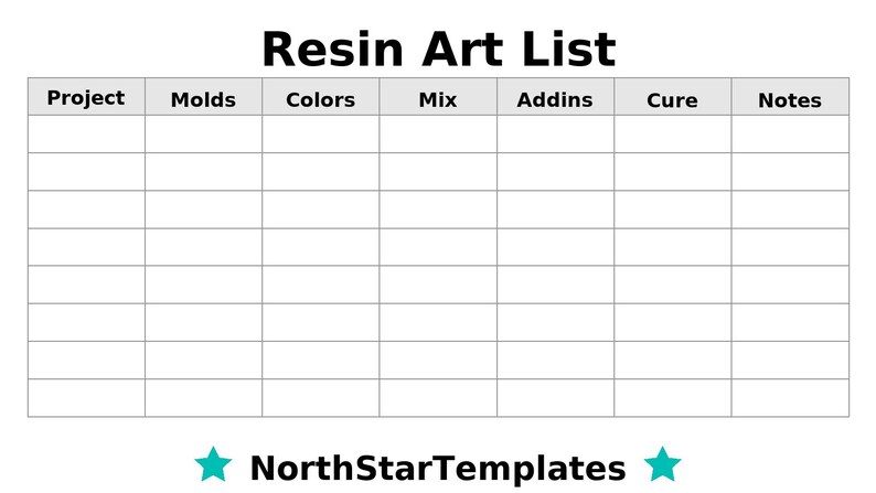 Resin Art List Premium Printable and Editable Template DE EN ES - Etsy