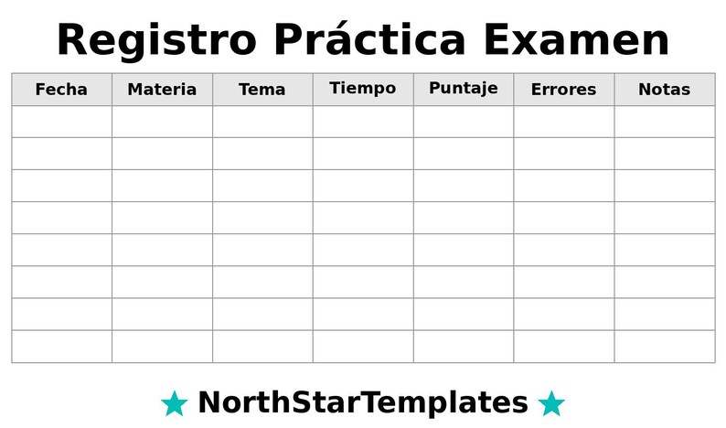 Exam Practice Log Premium Printable and Editable Template DE EN ES ...