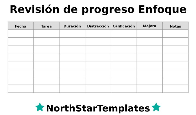 Progress Check-focus Premium Printable and Editable Template DE EN ES ...