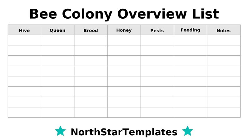 Colony Overview List Premium Printable and Editable Template DE EN ES ...