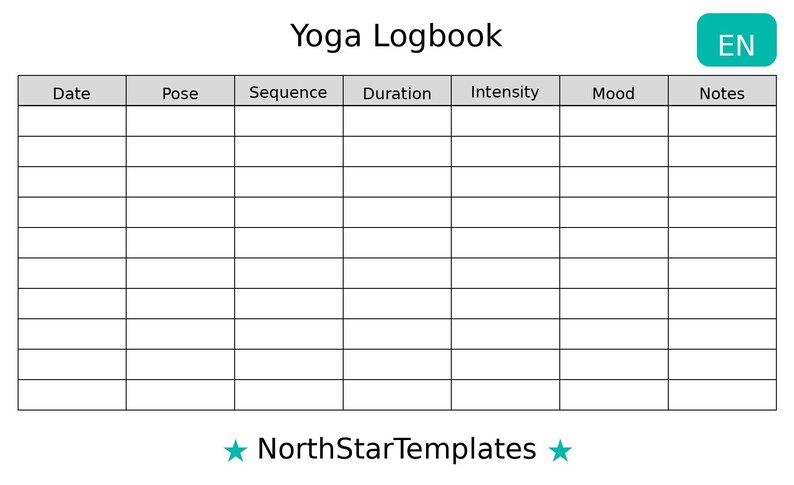 Yoga Logbook Premium Printable and Editable Template DE EN ES - Etsy