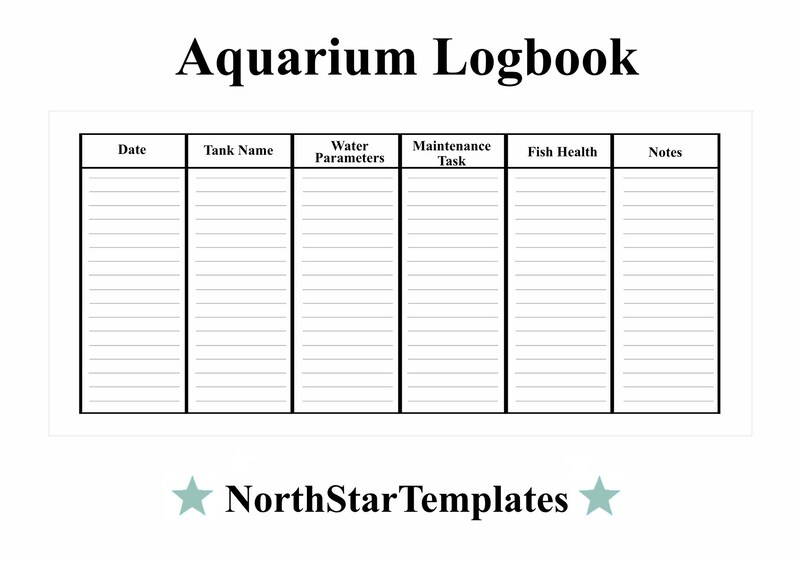 Aquarium Logbook Premium Printable and Editable Template DE EN ES - Etsy