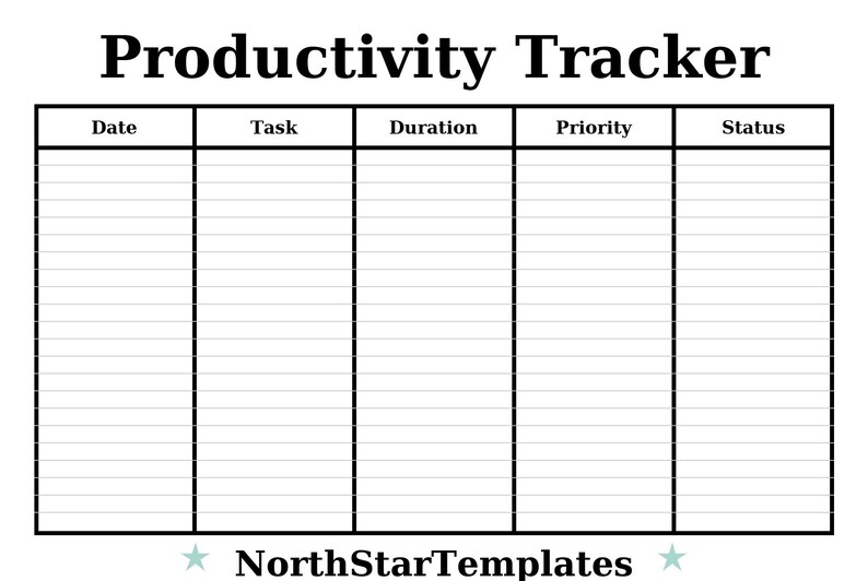 Productivity Tracker — Premium Printable & Editable Template DE EN ES ...