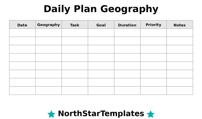 Geography Daily Plan Premium Printable and Editable Template DE EN ES ...