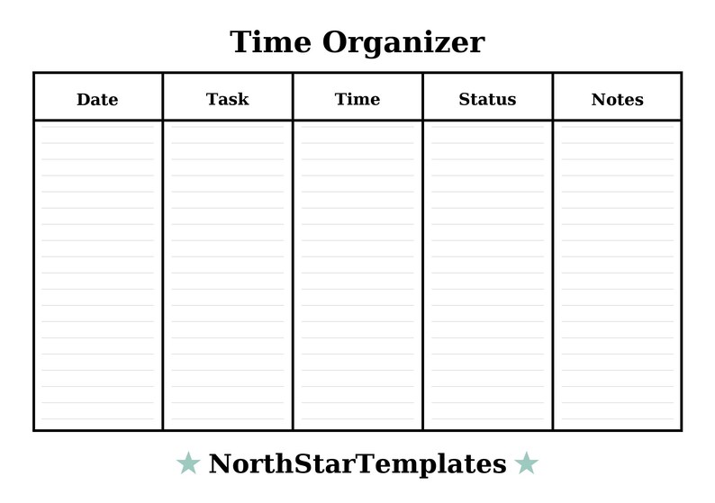 Time Organizer Premium Printable and Editable Template DE EN ES - Etsy
