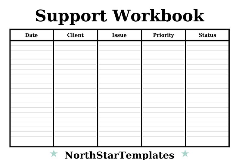 Support Workbook — Premium Printable & Editable Template DE EN ES - Etsy