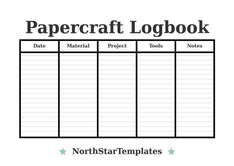 Papercraft Logbook Premium Printable and Editable Template DE EN ES - Etsy