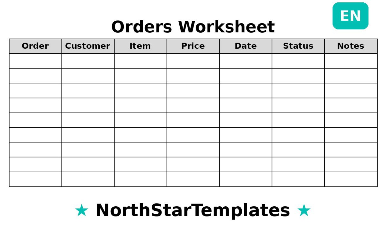 Orders Worksheet Premium Printable and Editable Template DE EN ES - Etsy