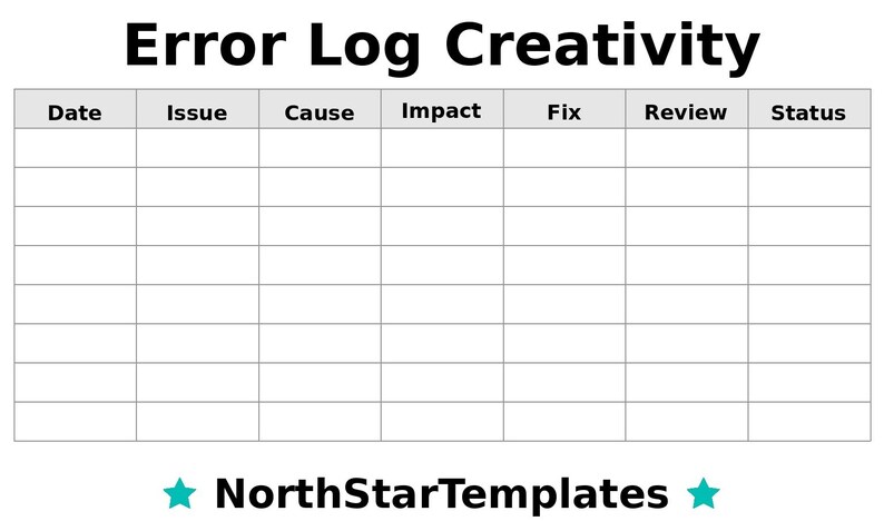Creativity Error Log Premium Printable and Editable Template DE EN ES ...