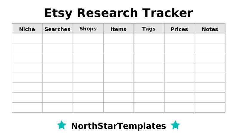 Etsy Research Tracker Premium Printable and Editable Template DE EN ES ...