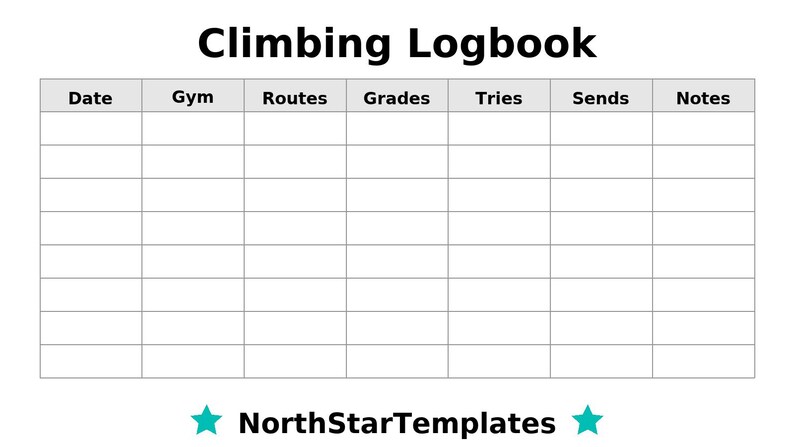 Climbing Logbook Premium Printable and Editable Template DE EN ES - Etsy