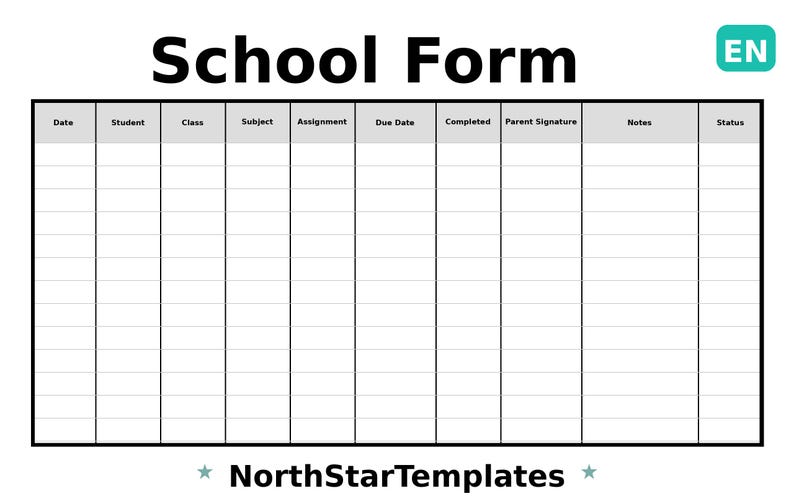 School Form Premium Printable and Editable Template DE EN ES - Etsy