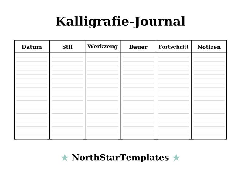 Calligraphy Journal Premium Printable and Editable Template DE EN ES - Etsy
