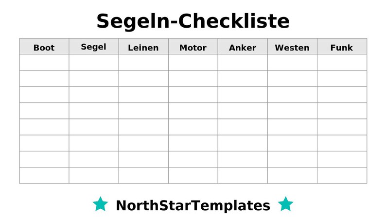 Sailing Checklist Premium Printable and Editable Template DE EN ES - Etsy