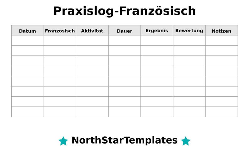 French Practice Log Premium Printable and Editable Template DE EN ES - Etsy