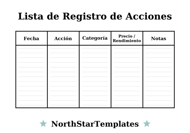 Stock Logbook List Premium Printable and Editable Template DE EN ES - Etsy