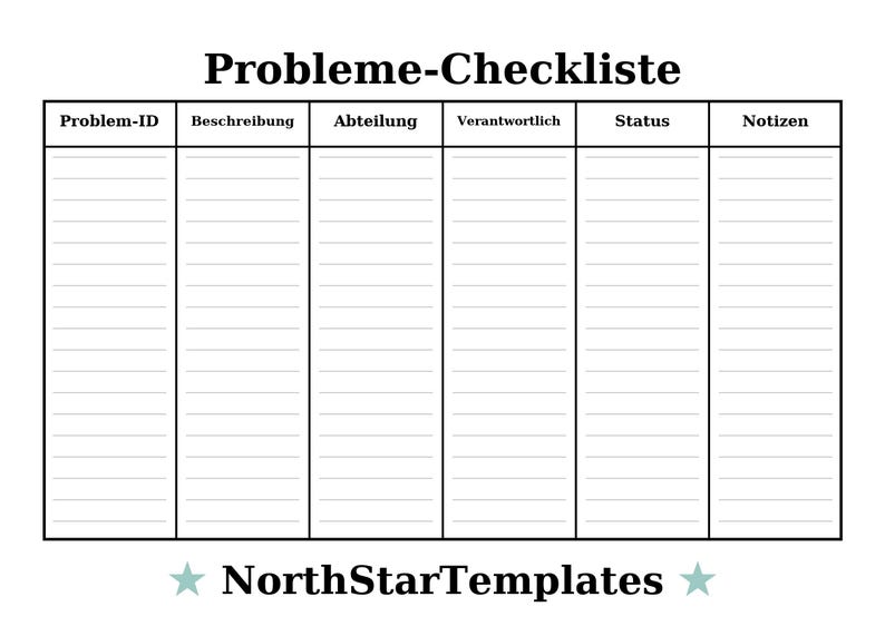 Issue Checklist Premium Printable and Editable Template DE EN ES - Etsy