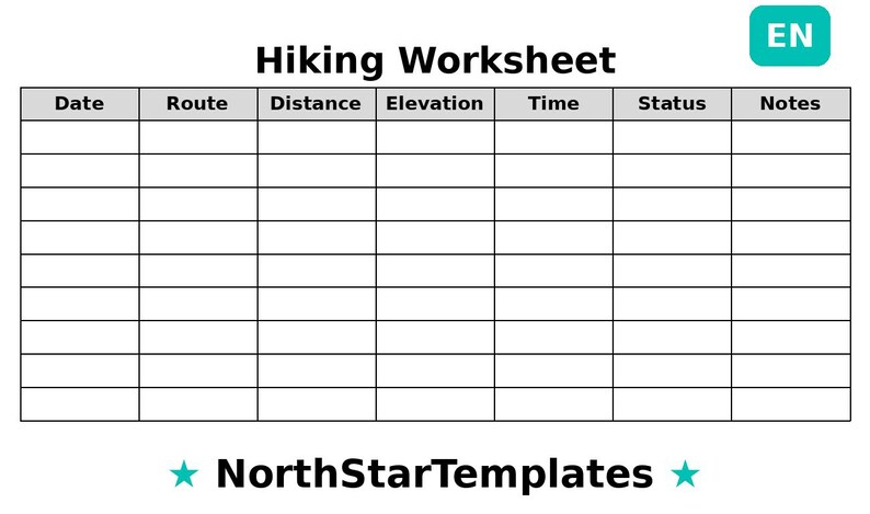 Hiking Worksheet Premium Printable and Editable Template DE EN ES - Etsy