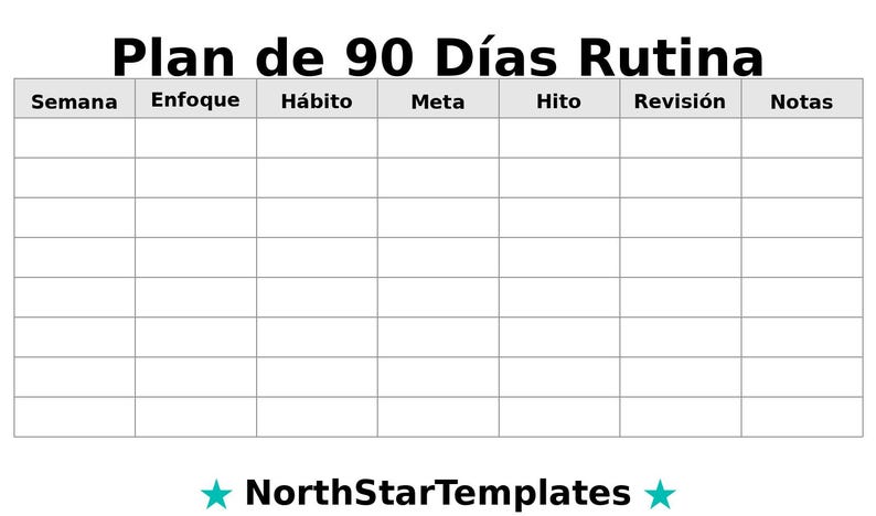 90-day Plan - Routine Premium Printable and Editable Template DE EN ES ...
